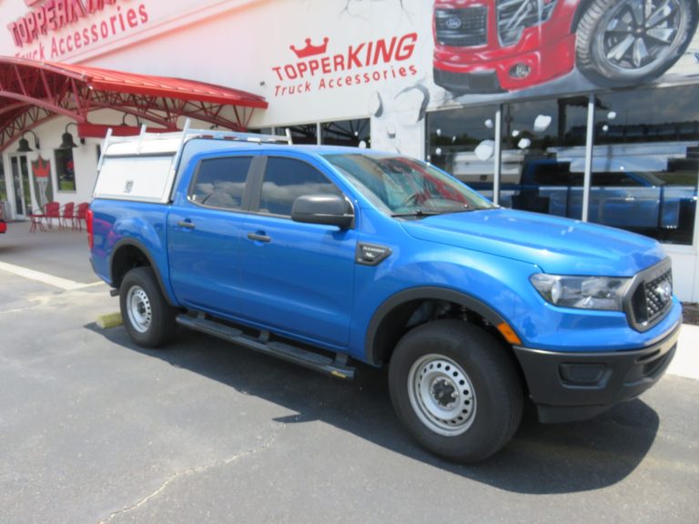 2022 blue Ford Ranger with LEER DCC construction topper - TopperKING ...